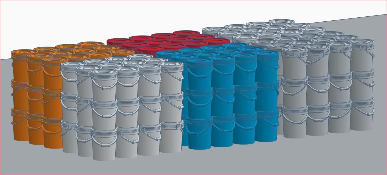 5 Gallon Buckets Full Stack 3x4x3 – HO Scale – Wild Hare Limited